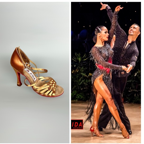 Aida Dance | Shoes | Aida Dance Andra Latin Shoes Flared Heels Bronze ...